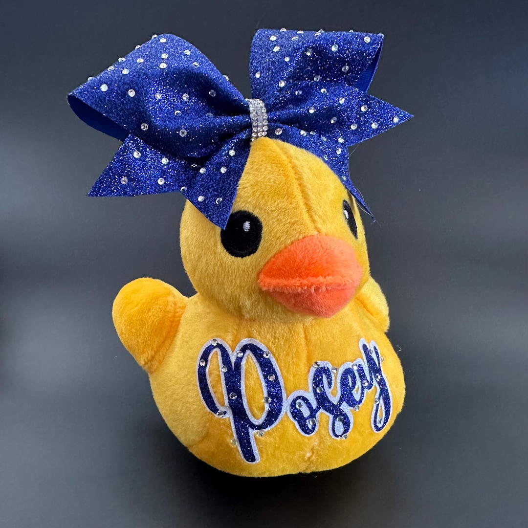 Cheer Duck Personalized Plush Duck Cheer Bow Competition Good Luck Duck ...