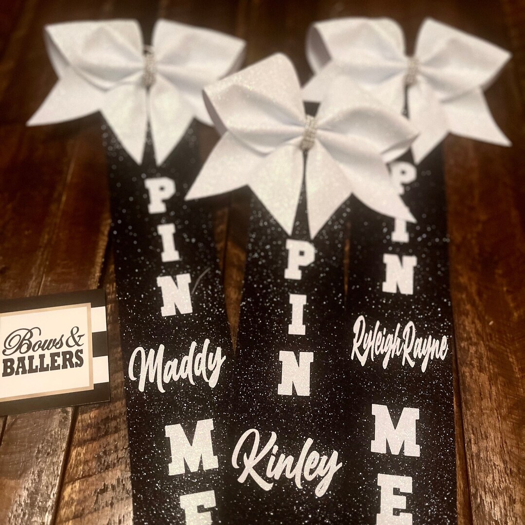 Pin Me Bow Pin Trading Ribbon Pin Me Ribbon Pinme Competition Cheer Bow ...