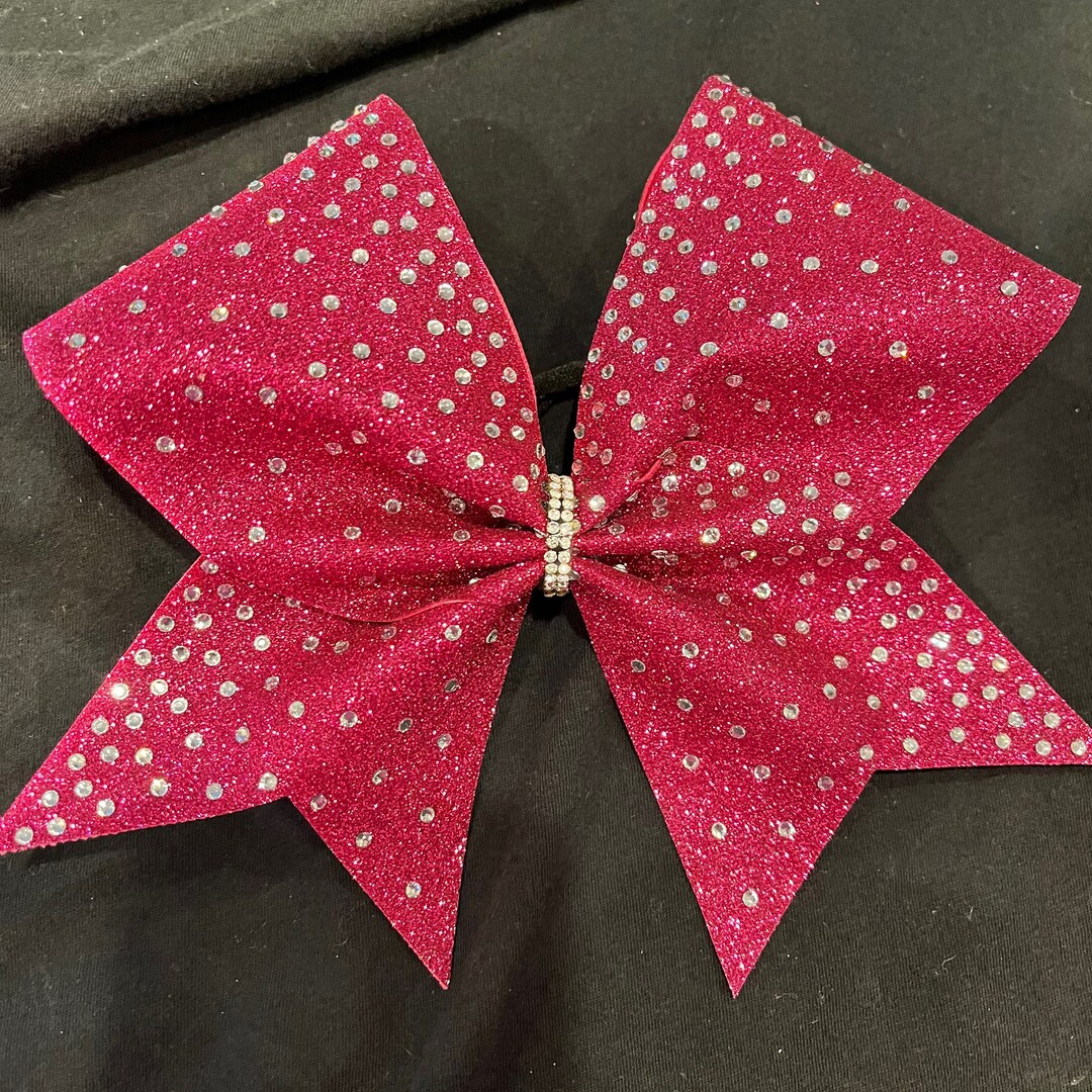 Hot Pink Cheer Bow Rhinestone Hot Pink Cheerleading Bow All - Etsy