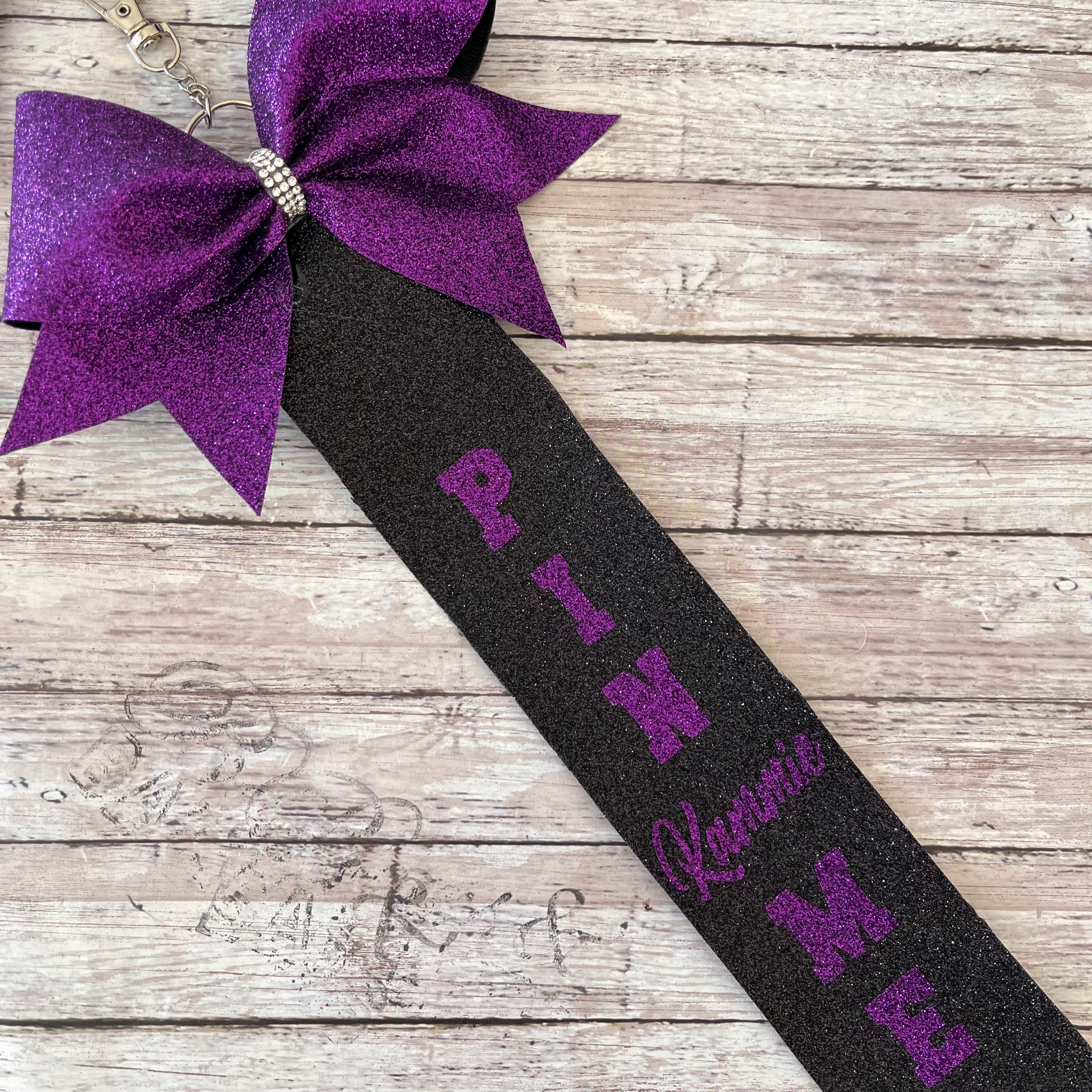 Pin Me Bow Pin Trading Ribbon Pin Me Ribbon Pinme Competition Cheer Bow ...