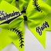 Custom Softball Bow Team Softball Bow Softball Player Gift for Softball ...
