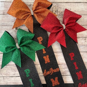 Pin Me Bow Cheer Team Gift Neon Pink Pin Me Ribbon for Competition ...