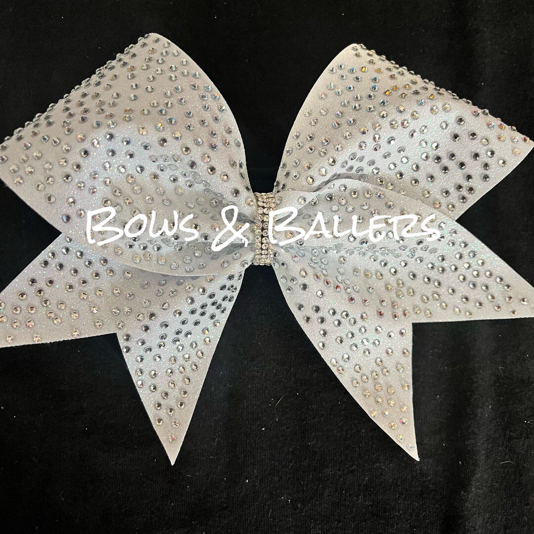 Cheer Bow Rhinestone White Cheerleading Bow Full Bling All - Etsy