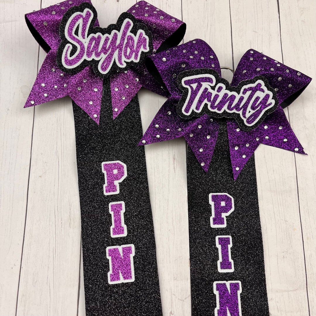 Purple Pin Me Bow for Competition Cheer Gift Pin Me Bag Tag Pin Me ...