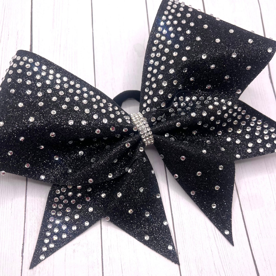 Cheer Bow Black Rhiestone Cheer Bow Black Competition Cheer Bow Black ...