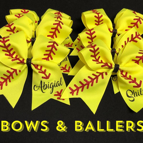 Softball Hair Bows - Etsy