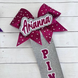 Pin Me Ribbon With Rhinestones Pin Me Bow Cheer Pins Cheer Bow Bag Tag ...