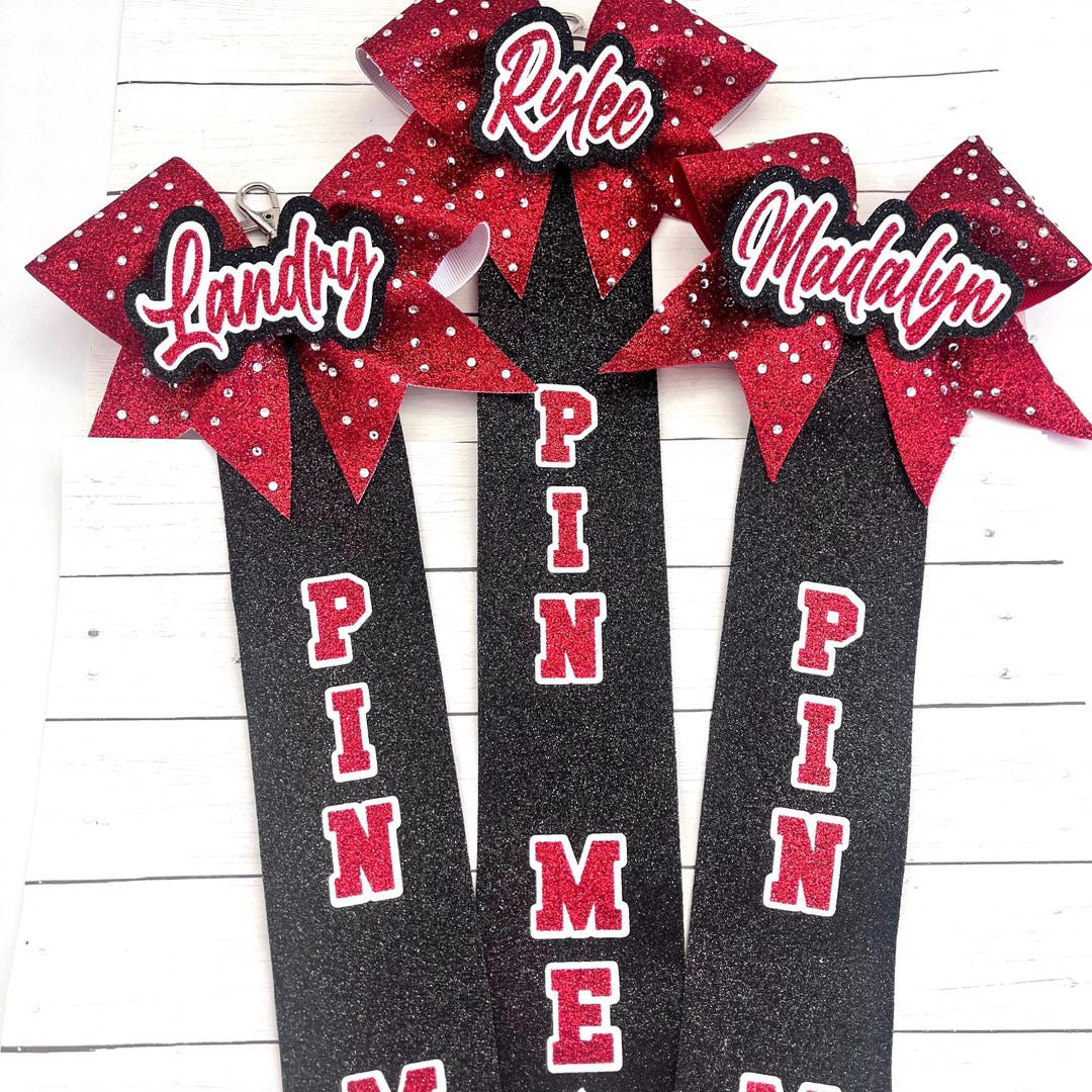 Red Pin Me Bow Cheer Gift Competition Cheer Gift for National Cheer ...