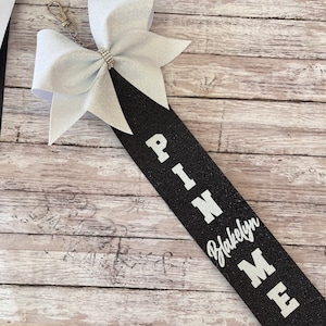 Pin Me Cheer Ribbon Neon Pink Pin Me Bow Clip Cheer Pins Cheer Bow Bag ...