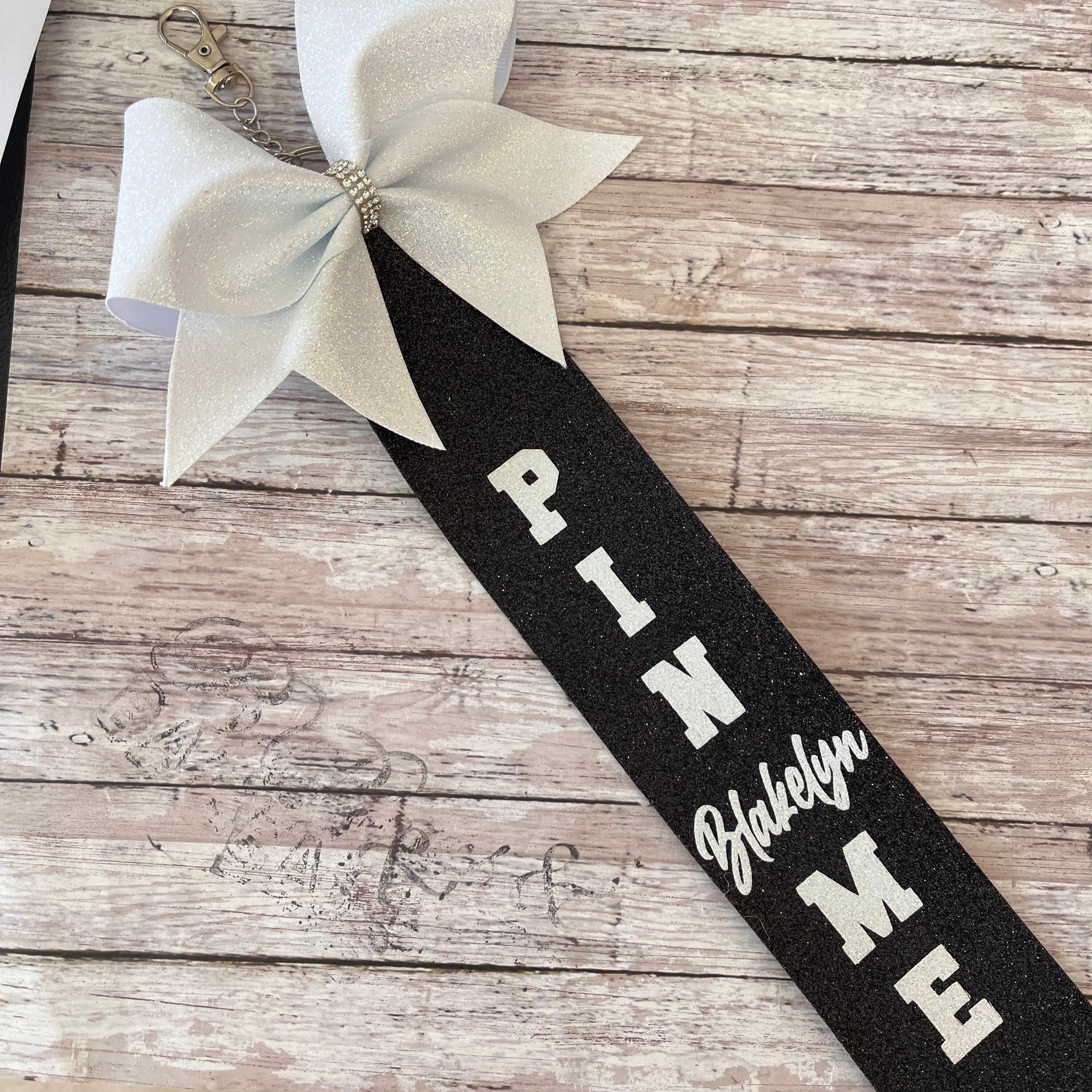 Pin Me Bow Pin Trading Ribbon Pin Me Ribbon Pinme Competition Cheer Bow ...