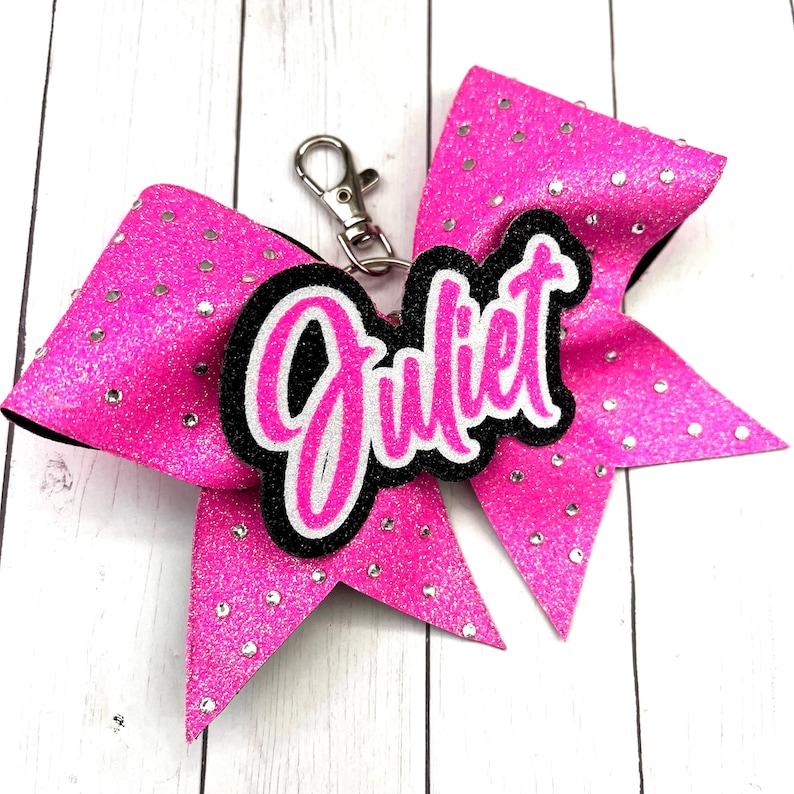 Cheer Bow Keychain With Name Bow Cheer Bag Tag Custom Cheer Gift ...