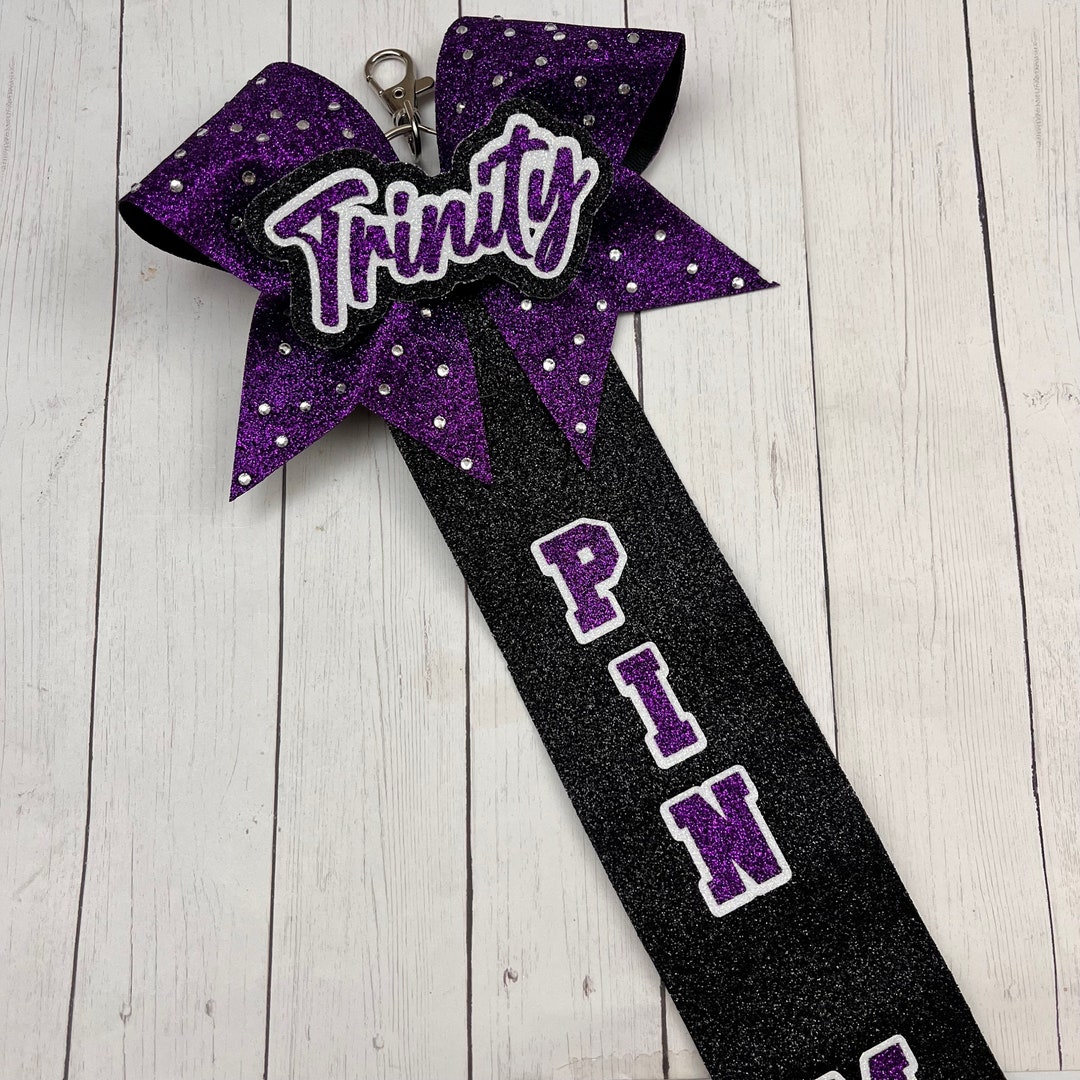Purple Pin Me Bow for Competition Cheer Gift Pin Me Bag Tag Pin Me ...