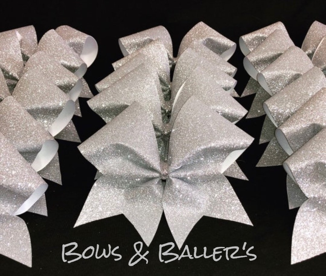 Cheer Bow Team Cheer Bows Silver Cheer Bow Glitter Silver Bow ...