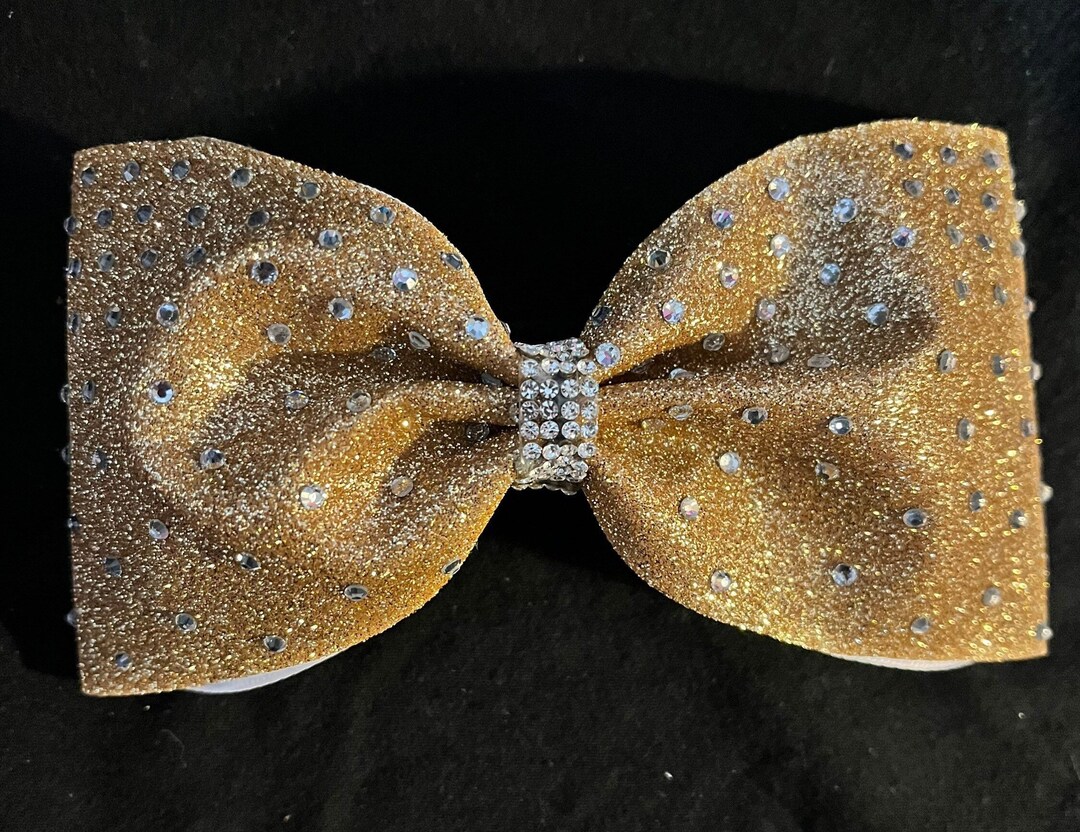 Gold Tailless Cheer Bow Bowtie Bow With Rhinestone Cheer Bow Tailless ...