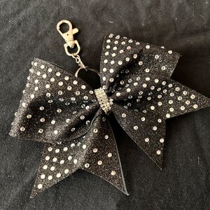 Black Rhinestone Keychain Bow, Cheerleader Gift Idea, Keychain Bow ...