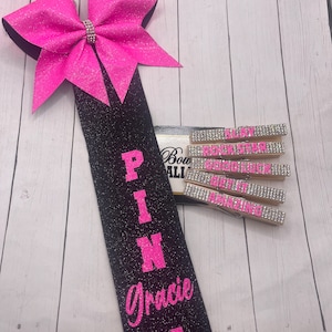 Pin Me Bow Cheer Team Gift Neon Pink Pin Me Ribbon for Competition ...