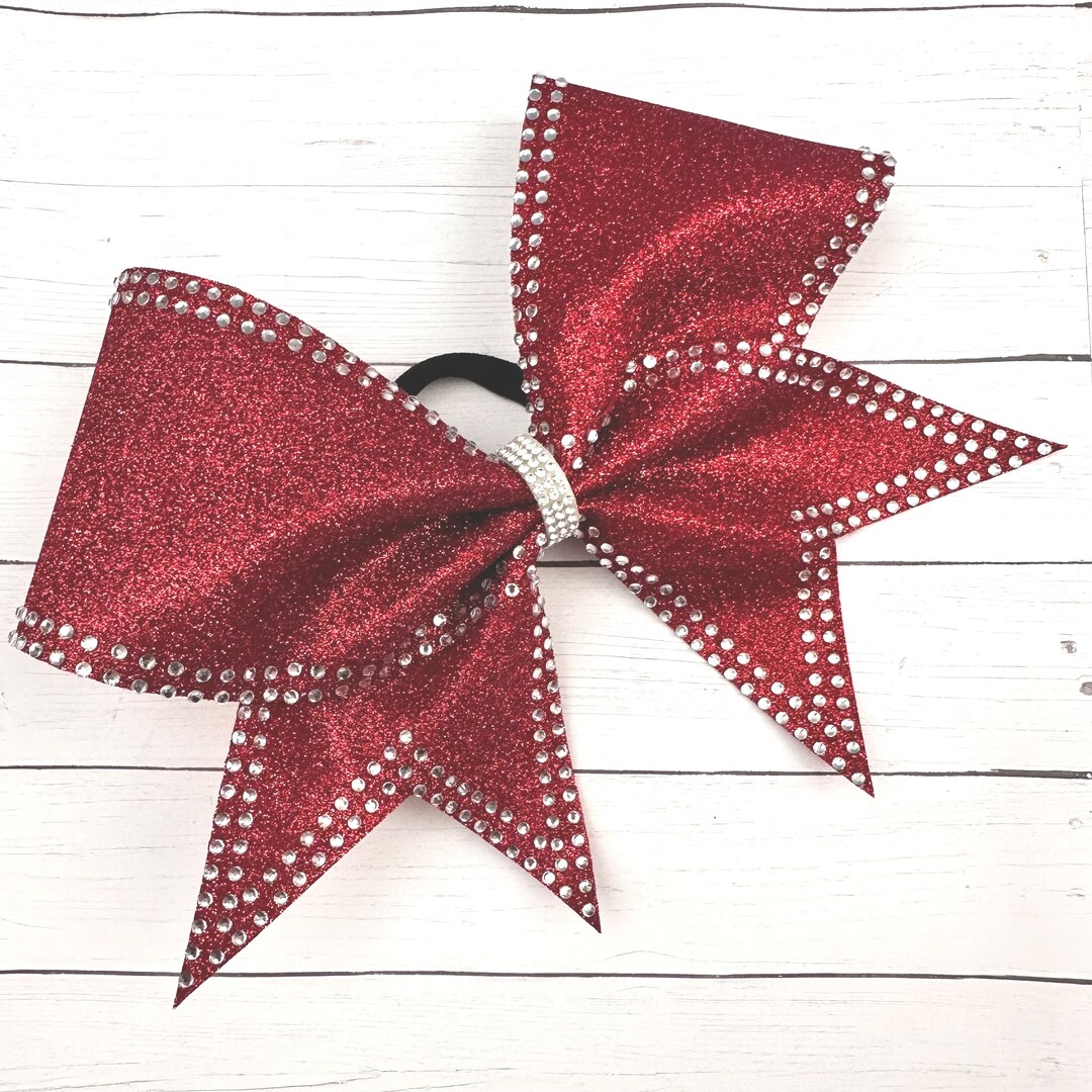 Red Cheer Bow With Rhinestone Trim Cheer Bow Rhinestone Cheer Bow ...