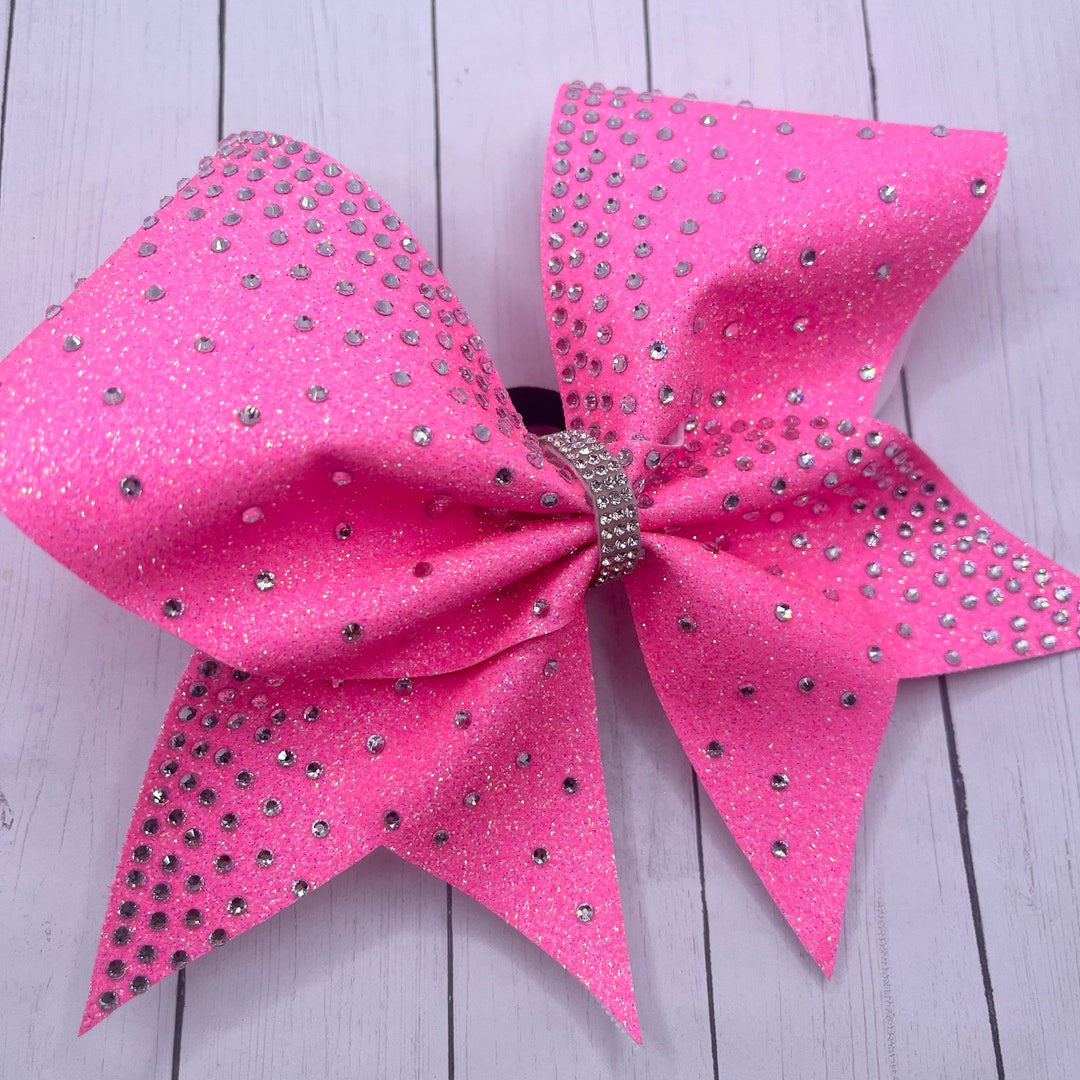 Pink Cheer Bow Competition Cheer Bow With Rhinestone Pink Bow for ...