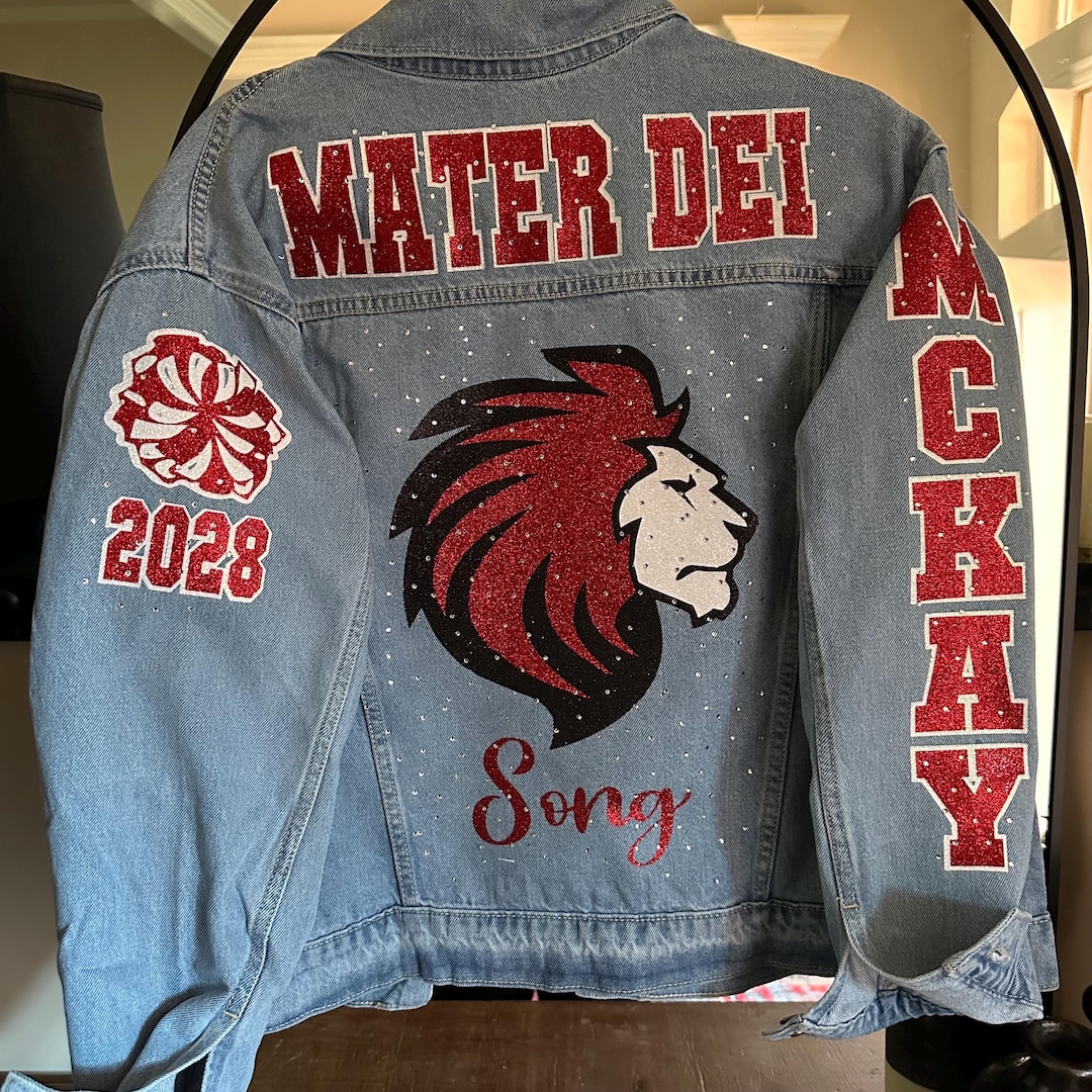 Cheerleader Jean Jacket Custom Game Day Denim Jacket Cheer Mom Jacket ...