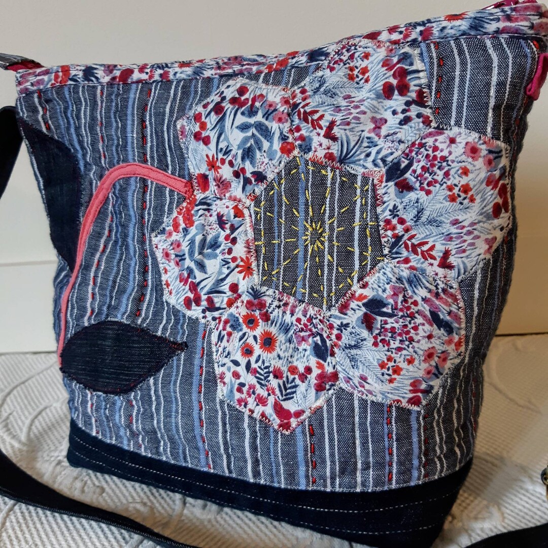 Patchwork Quilt Bag, Hand Quilted Flower Purse - Etsy