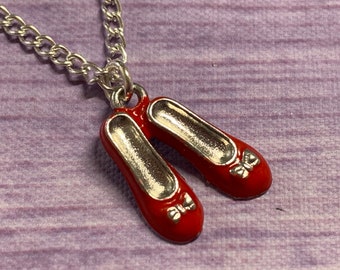 Ruby Red Slippers Necklace Silver and Red Shoes Charm - Etsy