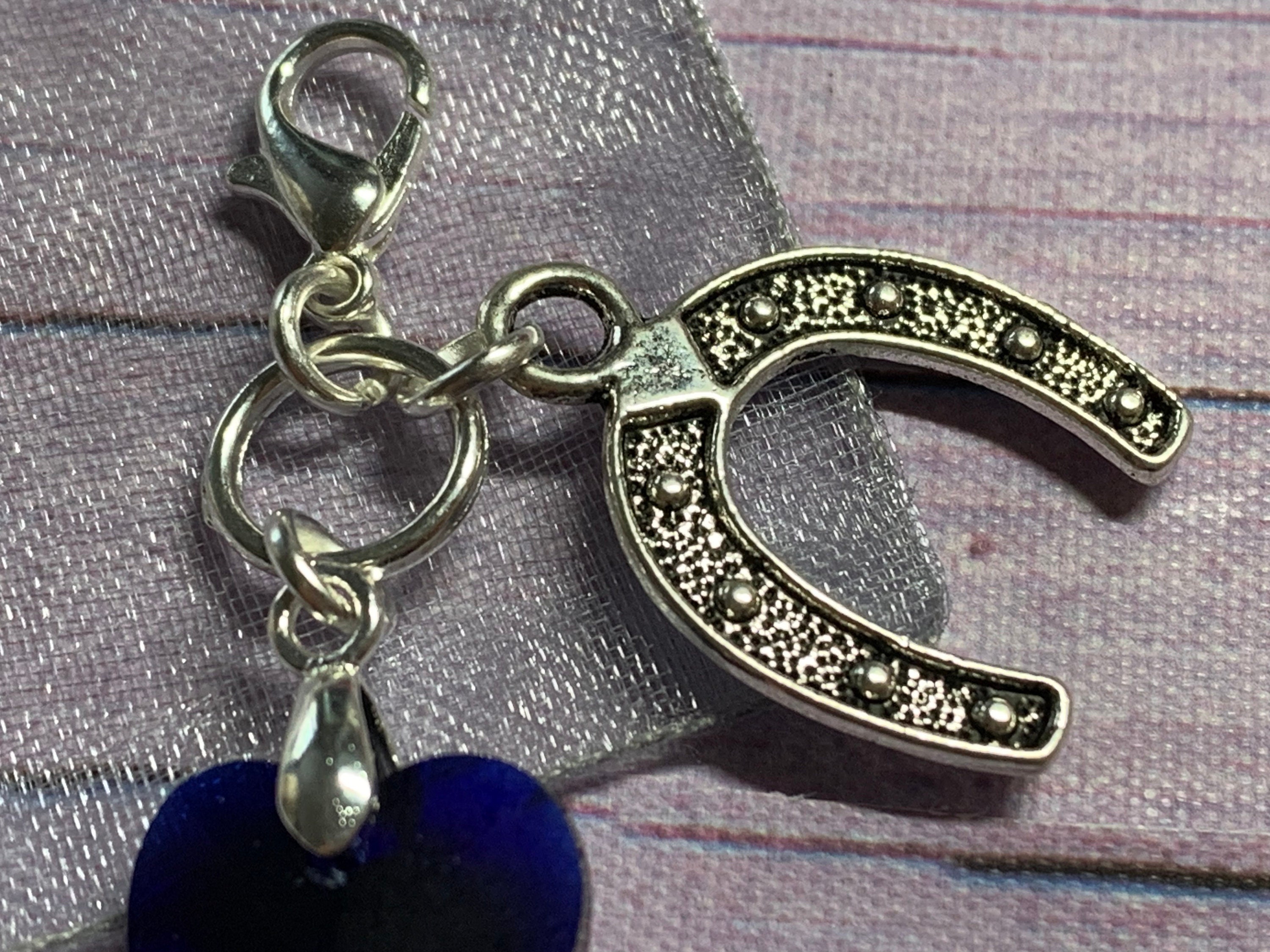 Something Blue Good Luck Crystal Heart and Lucky Horseshoe Charm ...