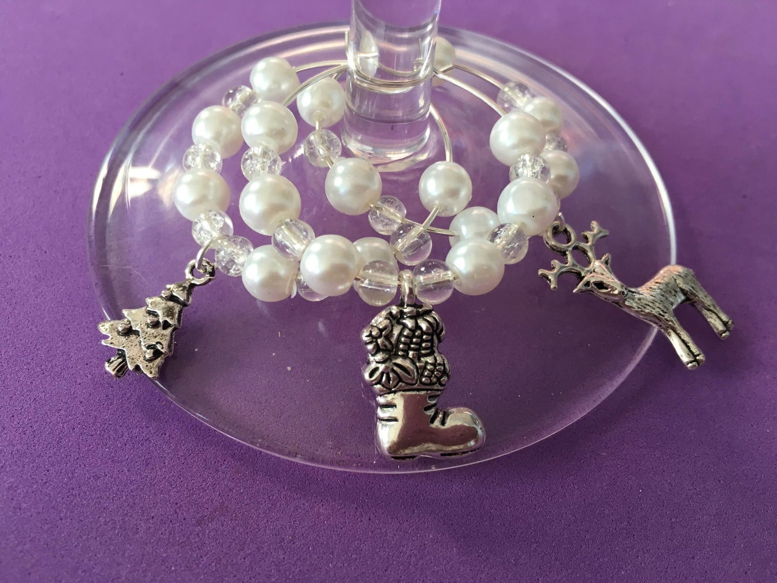 Christmas Wine Glass Charms Wine Glass Charm Table Gift | Etsy