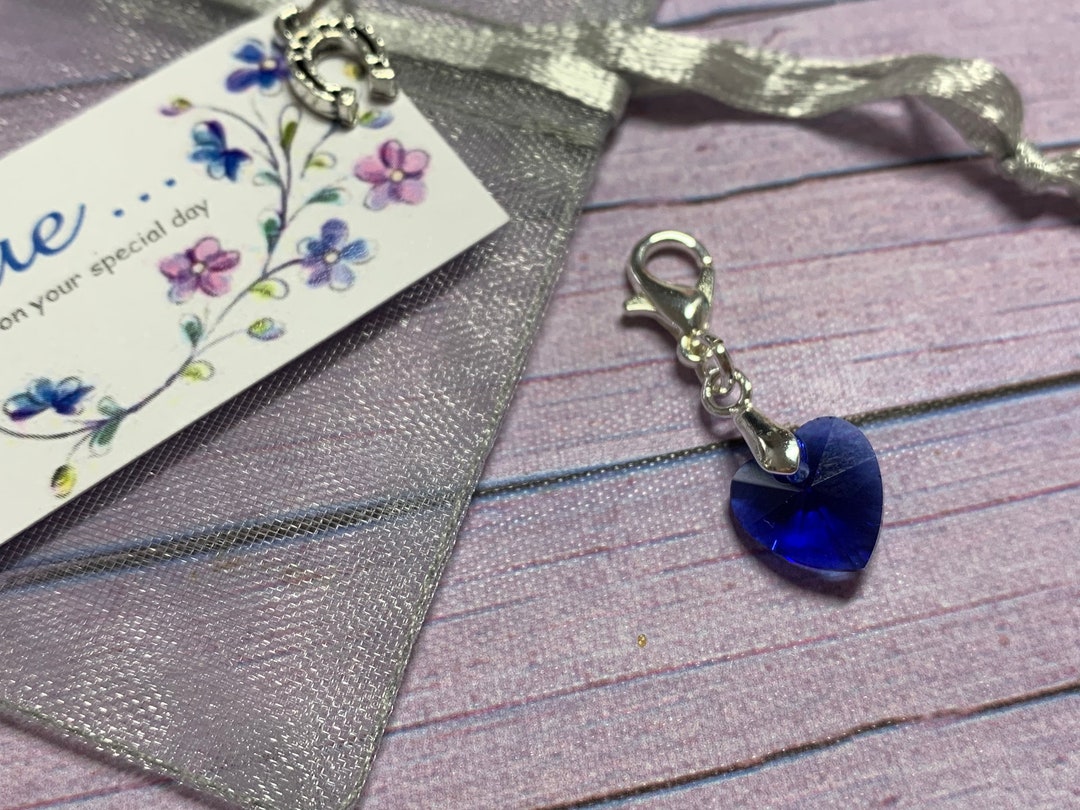 Something Blue Crystal Heart Clip on Blue Heart Charm Brides - Etsy