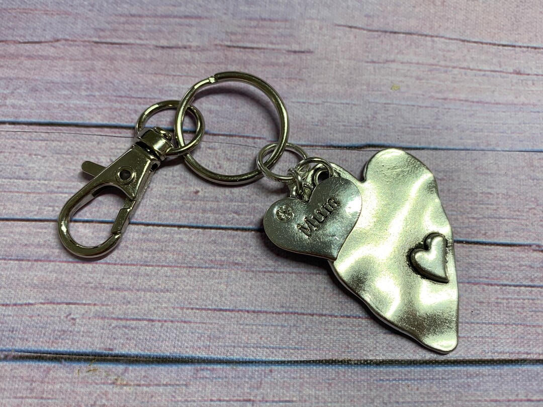 Personalised Heart Key Ring / Bag Charm, Mum / Daughter / Sister / Nan ...