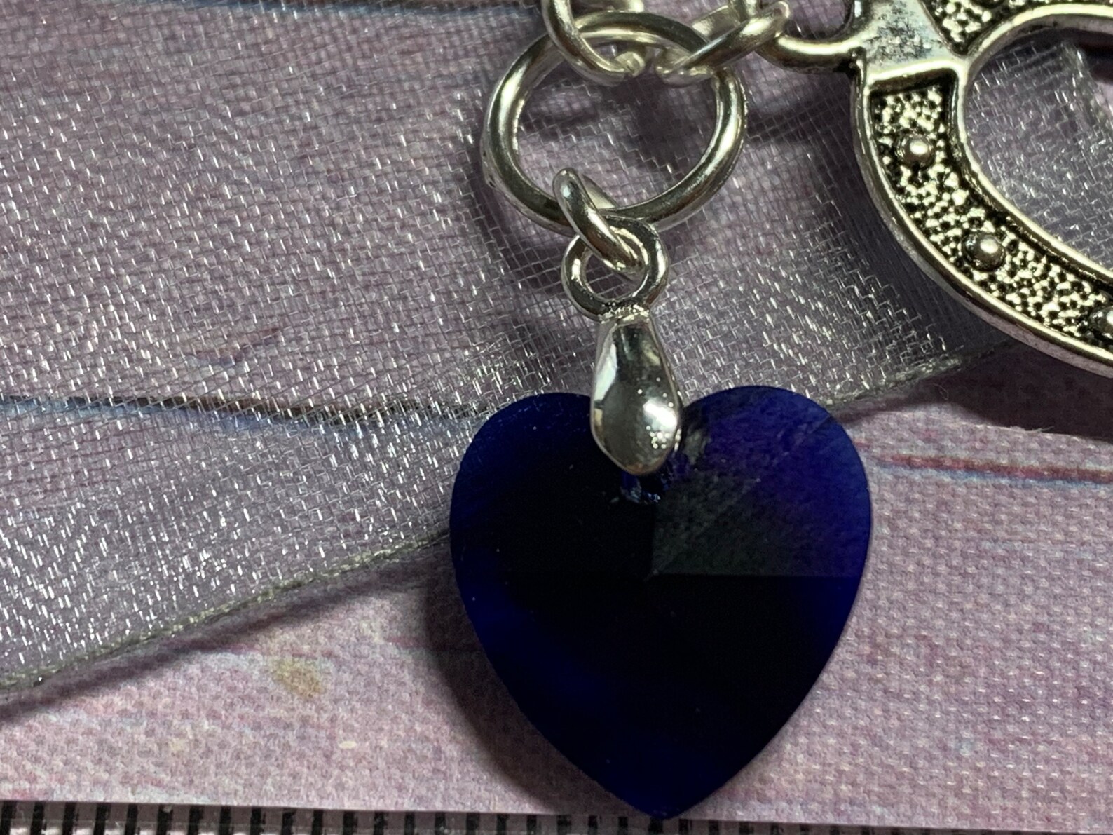 Something Blue Good Luck Crystal Heart and Lucky Horseshoe Charm ...