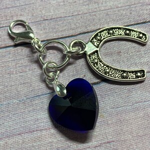 Something Blue Good Luck Crystal Heart and Lucky Horseshoe Charm ...