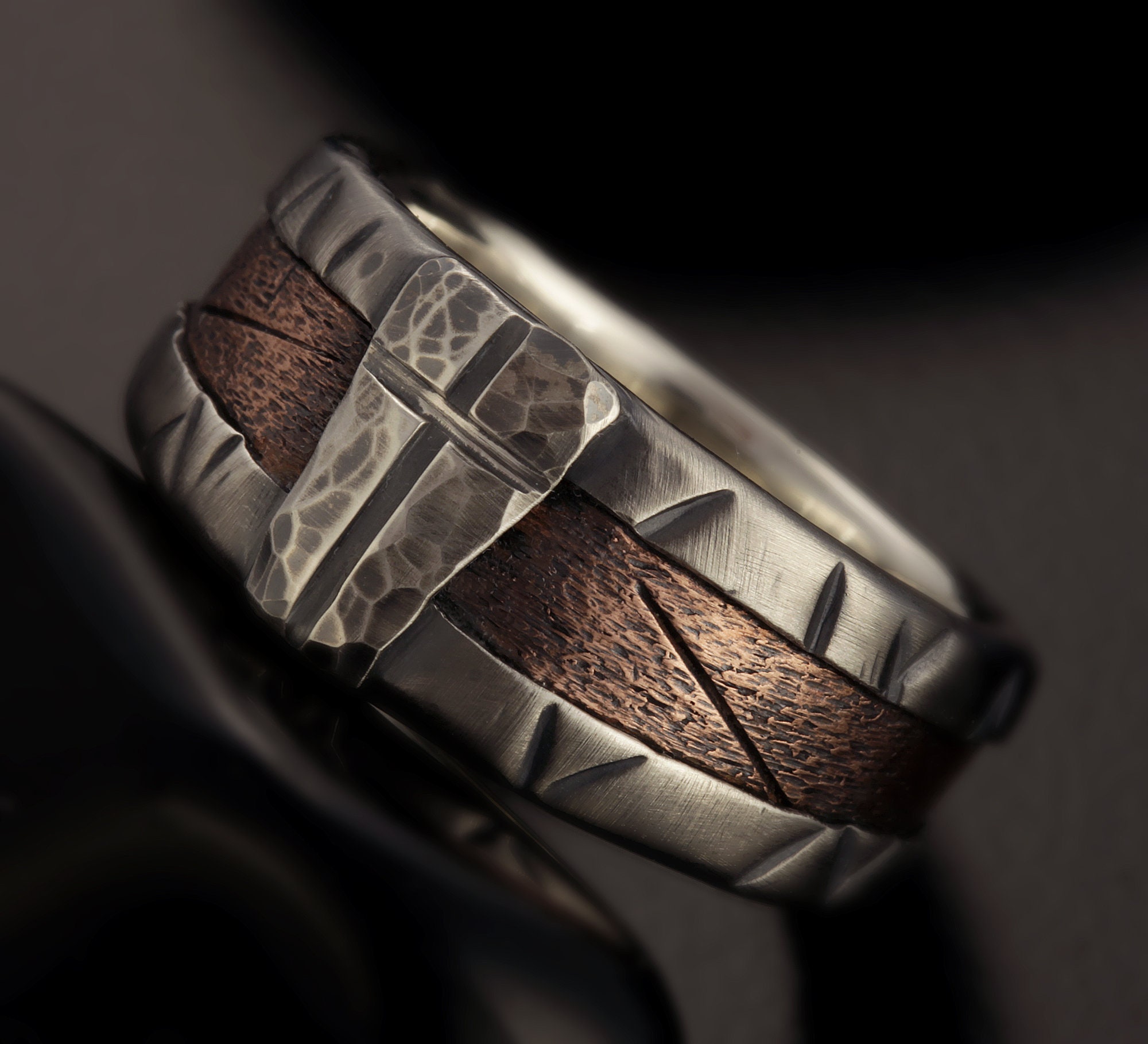 Rustic Mens Band Man Ring Man Cross Ring Man Silver Ring - Etsy