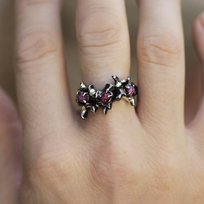Ruby Ring Gothic Ring Raw Ruby 14K Gold and Silver Ring - Etsy
