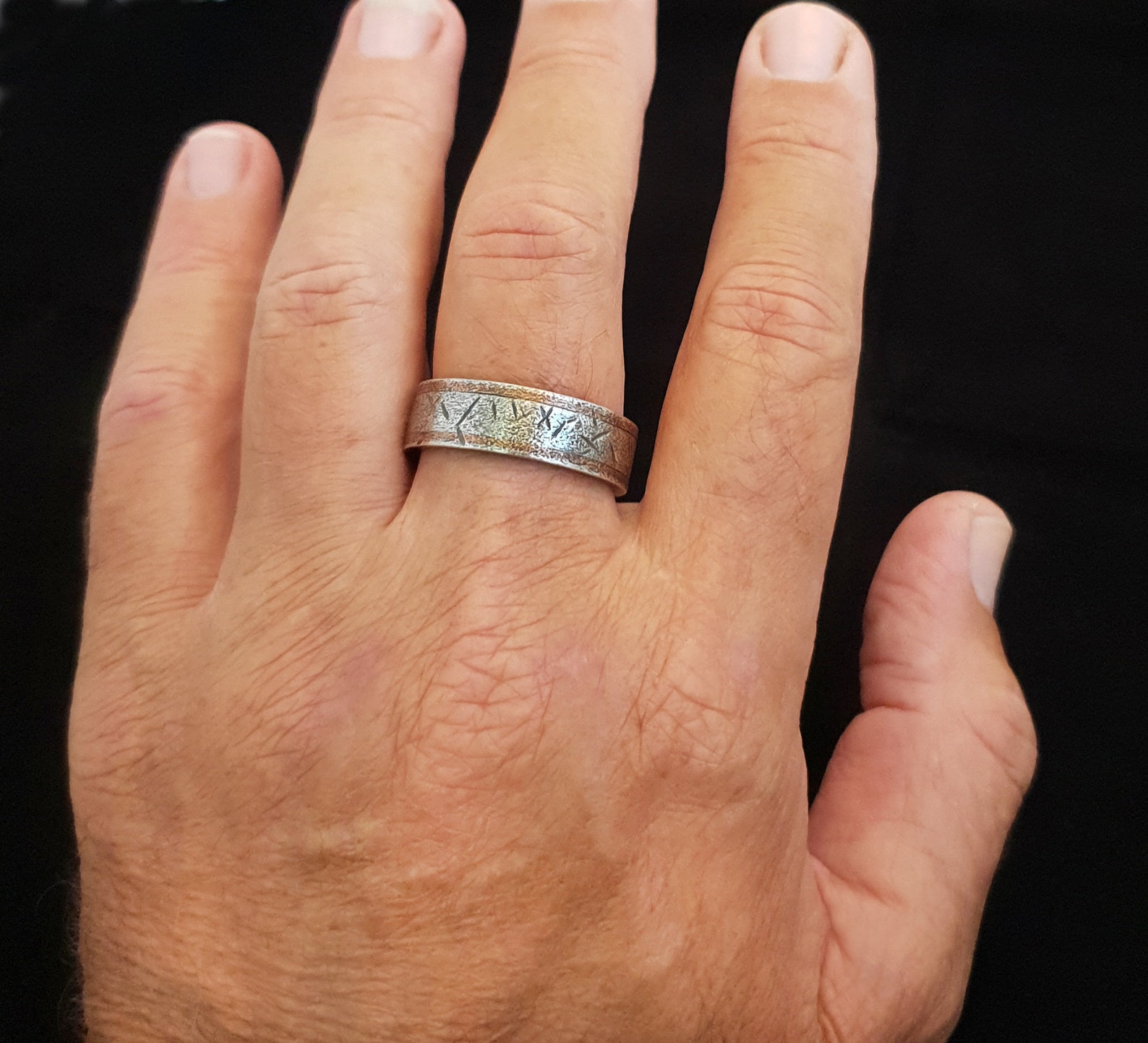 Mens Ring Fine Silver Ring With Texture Wedding Band for - Etsy