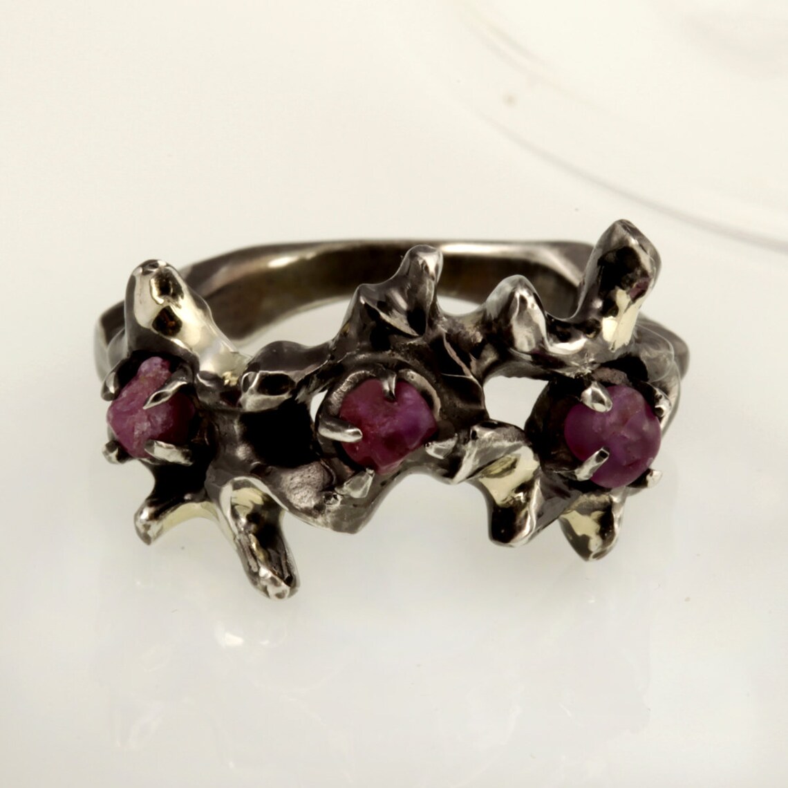 Ruby Ring Gothic Ring Raw Ruby 14K Gold and Silver Ring - Etsy