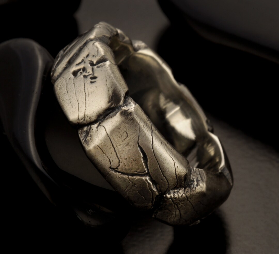 Men Unique Ring, Rustic Sterling Silver Band, Man Silver Ring, Textured ...