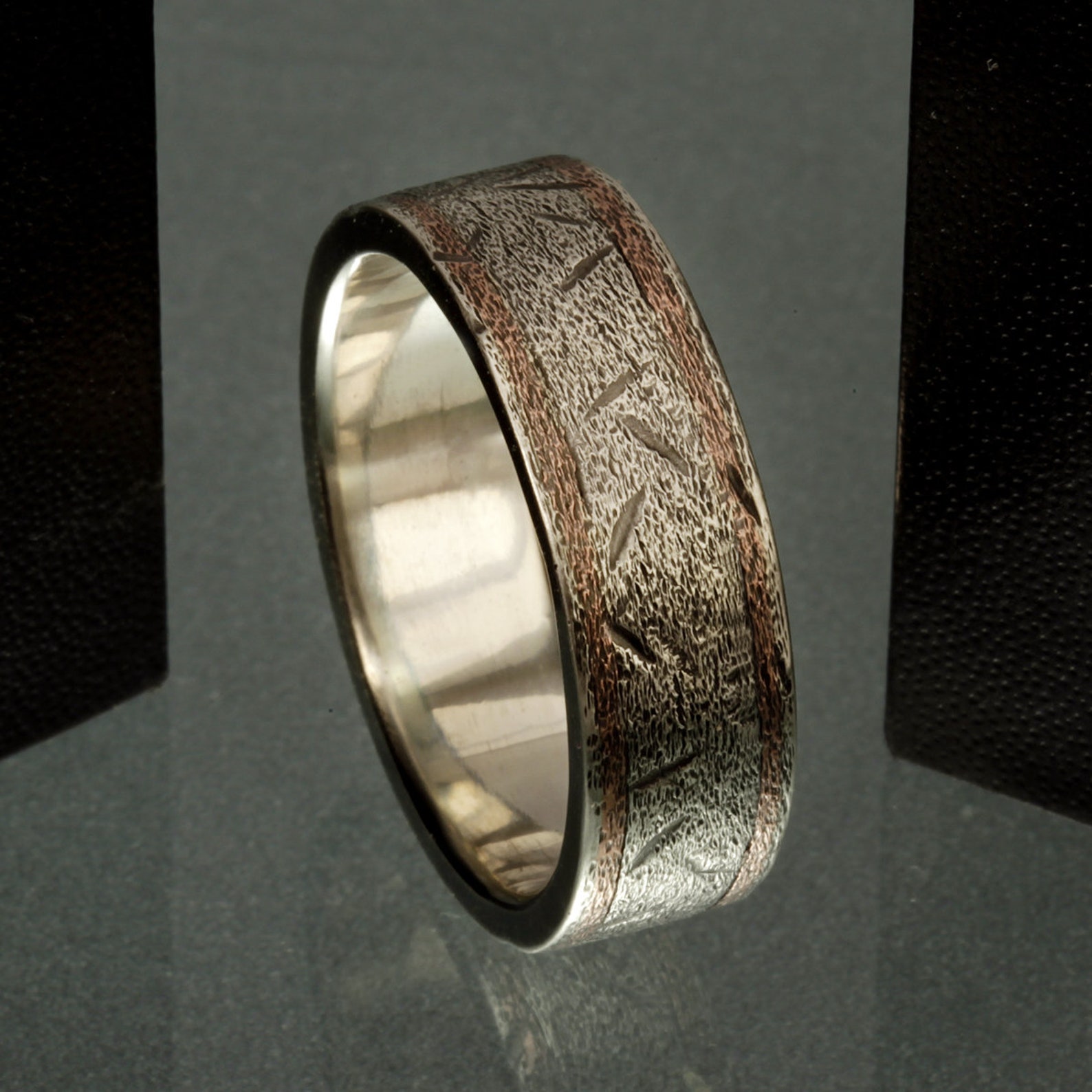 Mens Ring Fine Silver Ring With Texture Wedding Band for - Etsy