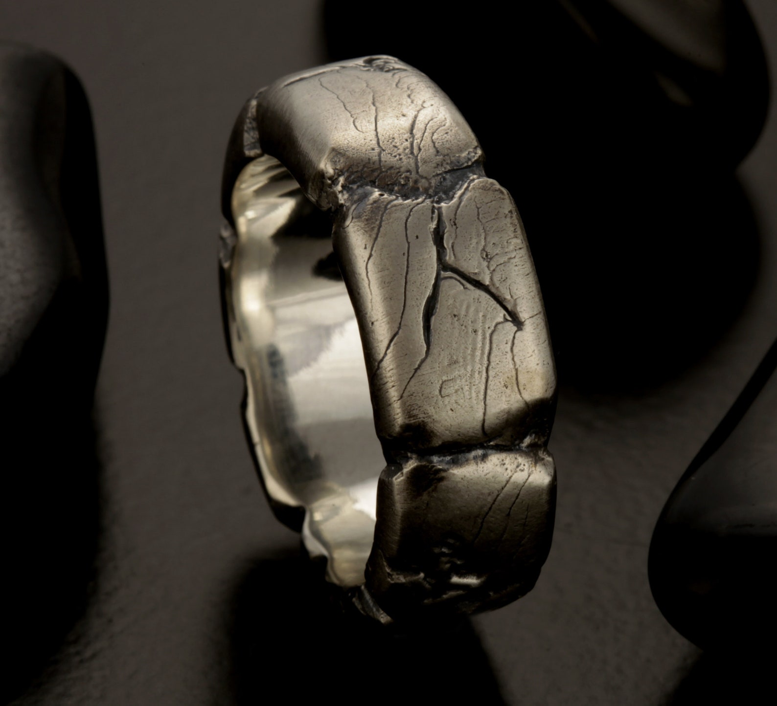 Men Unique Ring Rustic Sterling Silver Band Man Silver Ring - Etsy