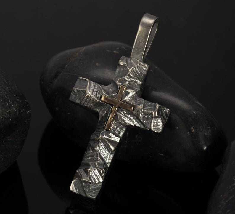 Cross Pendant Mens Cross Sterling Silver Handmade Pendant - Etsy