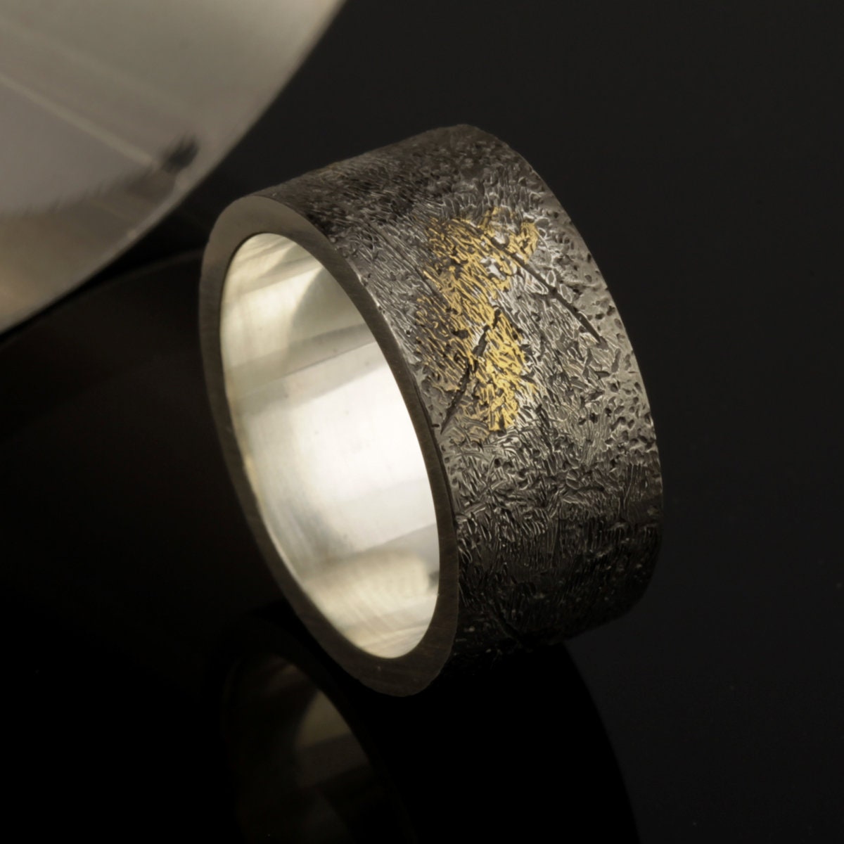 Unique Mens Ring 24K Gold and Sterling Silver Personalized - Etsy