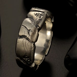 Men Unique Ring, Rustic Sterling Silver Band, Man Silver Ring, Textured ...