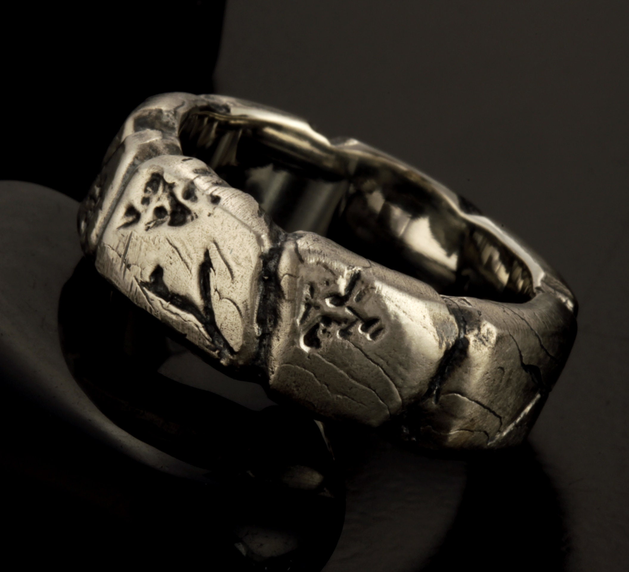 Men Unique Ring Rustic Sterling Silver Band Man Silver Ring - Etsy