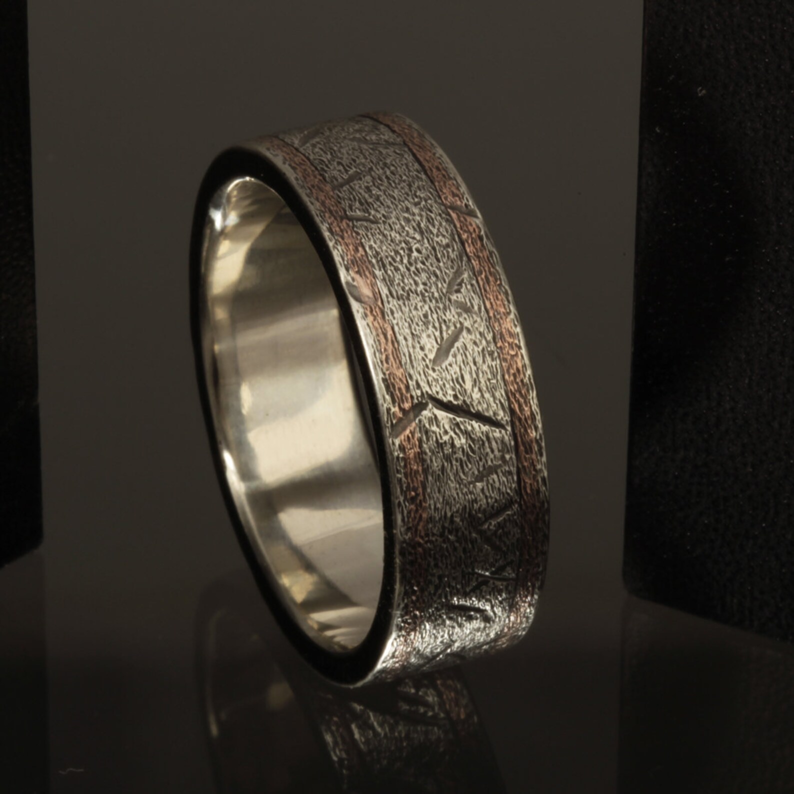 Mens Ring Fine Silver Ring With Texture Wedding Band for - Etsy