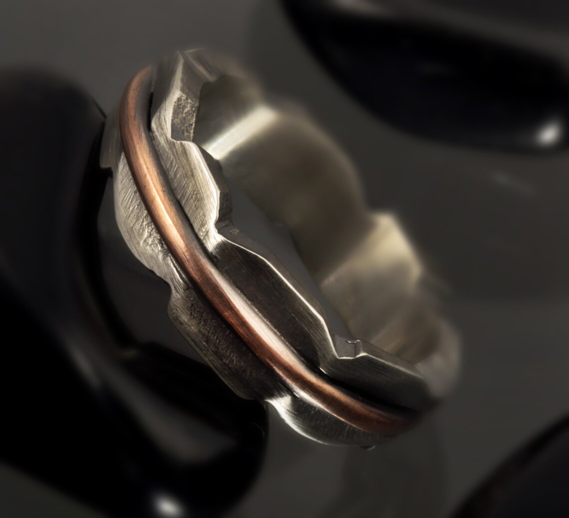 Man Silver Ring Men Wedding Band Men Unique Wedding Ring | Etsy