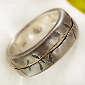 Rustic Men Ring, Men 14K Gold Ring, Men Engagement Ring, Men's Silver ...