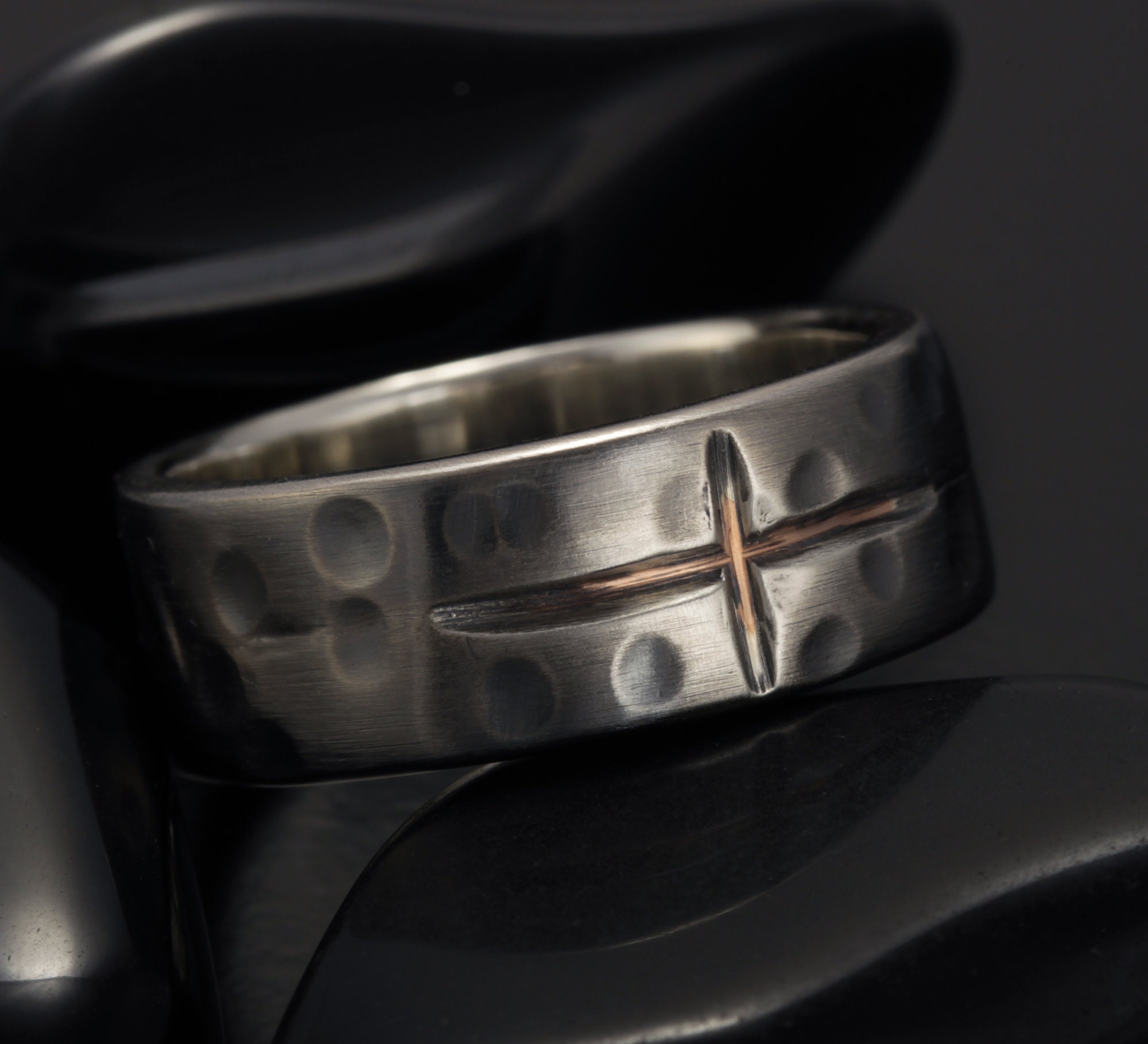 Cross Mens Ring Band Rustic Mans Ring Unique Wedding Ring | Etsy
