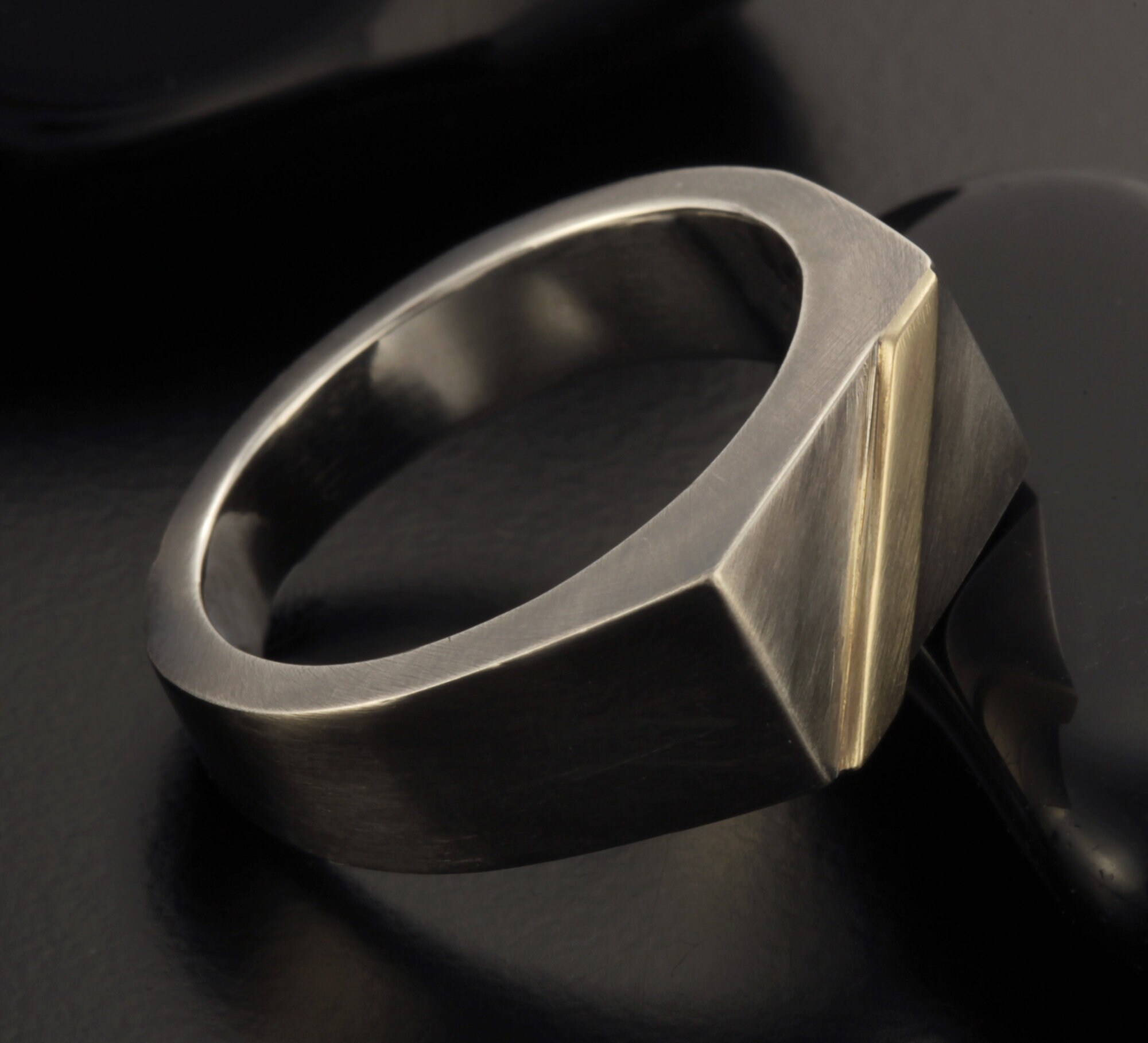Unique Men Ring Silver & 14K Gold Ring Artisan Men Silver - Etsy