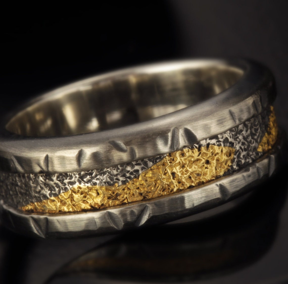 Man Rings Men Wedding Band 24K Gold & Silver Mens Wedding - Etsy