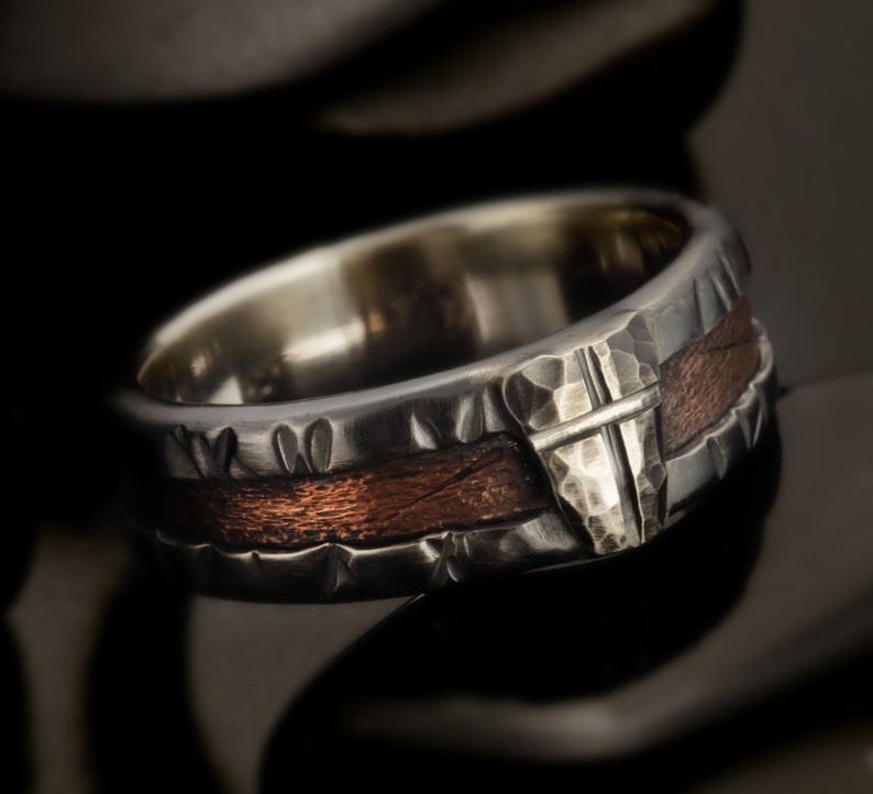 Rustic Mens Band Man Ring Man Cross Ring Man Silver Ring - Etsy