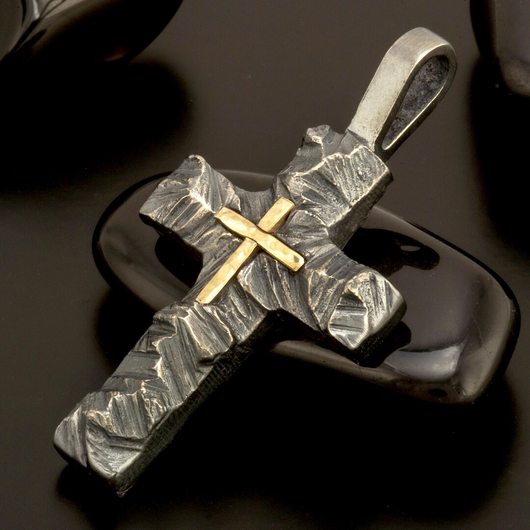 Massive **23g** Sterling Silver & Solid 14K Gold Cross Pendant ...